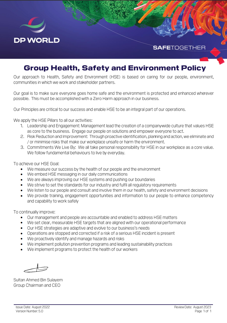 HSE Standards | DP World Ukraine